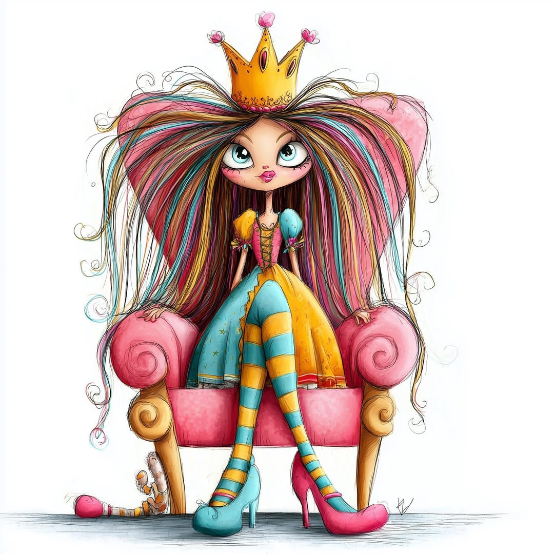 Watercolor Princess Clipart, Whimsical Fantasy Art (digital Download ...
