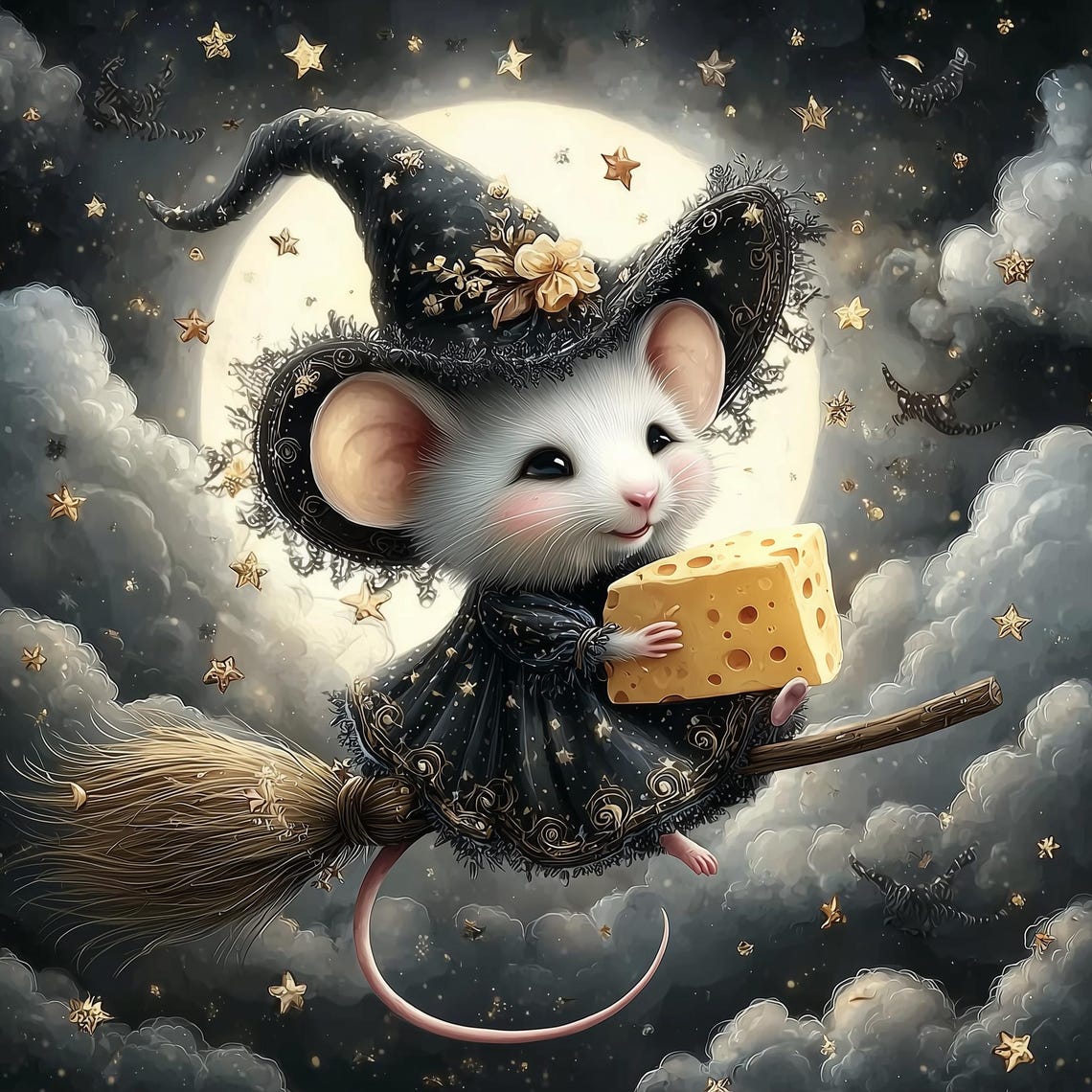 Halloween Witch Mouse Jpgs, Scrapbooking & Junk Journaling (digital ...
