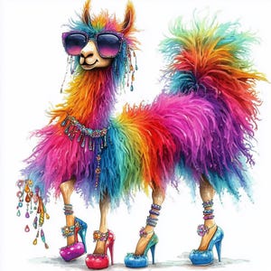 Colorful Llama Clip Art 10 High Resolution Watercolor Jpgs Junk ...