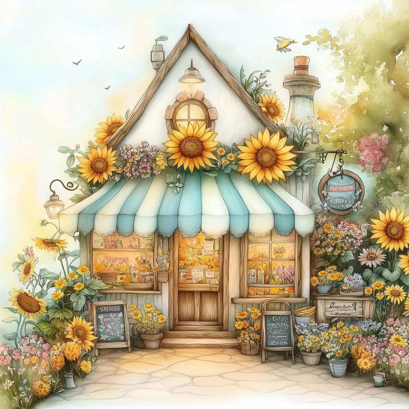 Sunflower Shop Jpgs, Shabby Chic Images for Junk Journals (digital ...