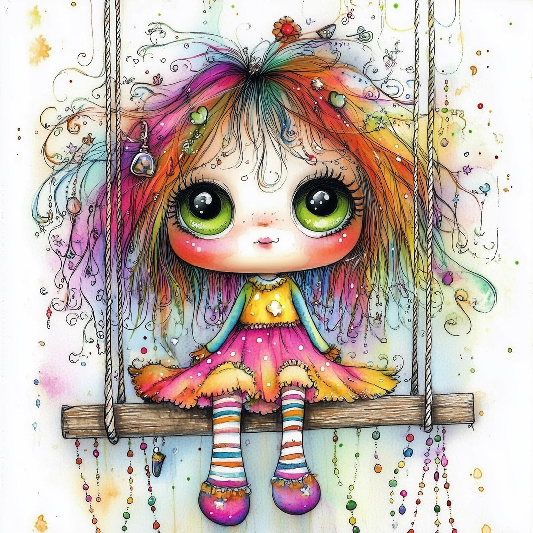 Whimsical Girl Watercolor Clipart, Junk Journaling (digital Download ...