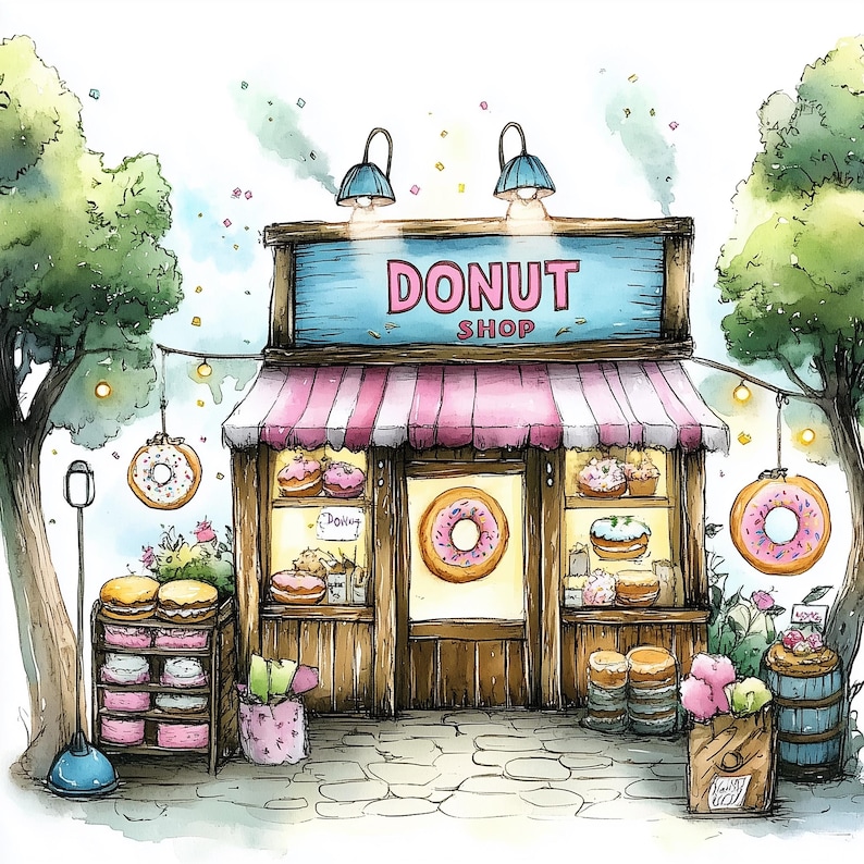 Donut Shop High Resolution Jpgs for Junk Journaling, Scrapbooking, Card ...