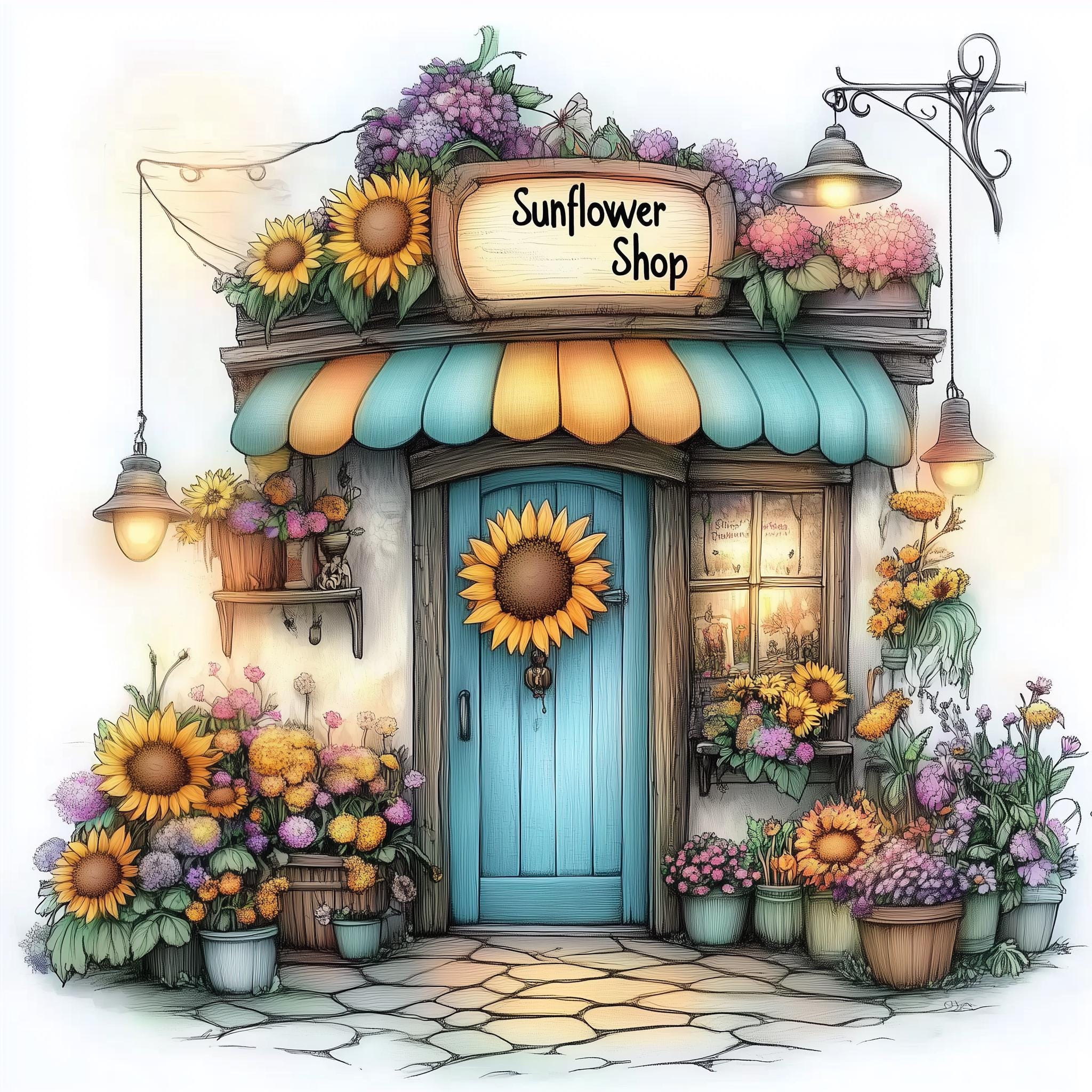 Sunflower Shop Jpgs, Shabby Chic Images for Junk Journals (digital ...