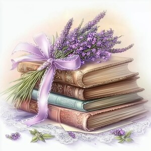 BOOK Lilac Purple Stack Vintage Jpg, Book Stack, Book Lover Clip Art ...