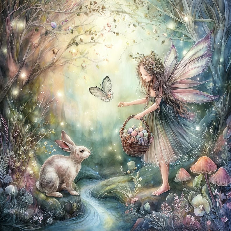 Flower Fairy Watercolor Clipart, Junk Journaling, Scrapbooking (digital ...
