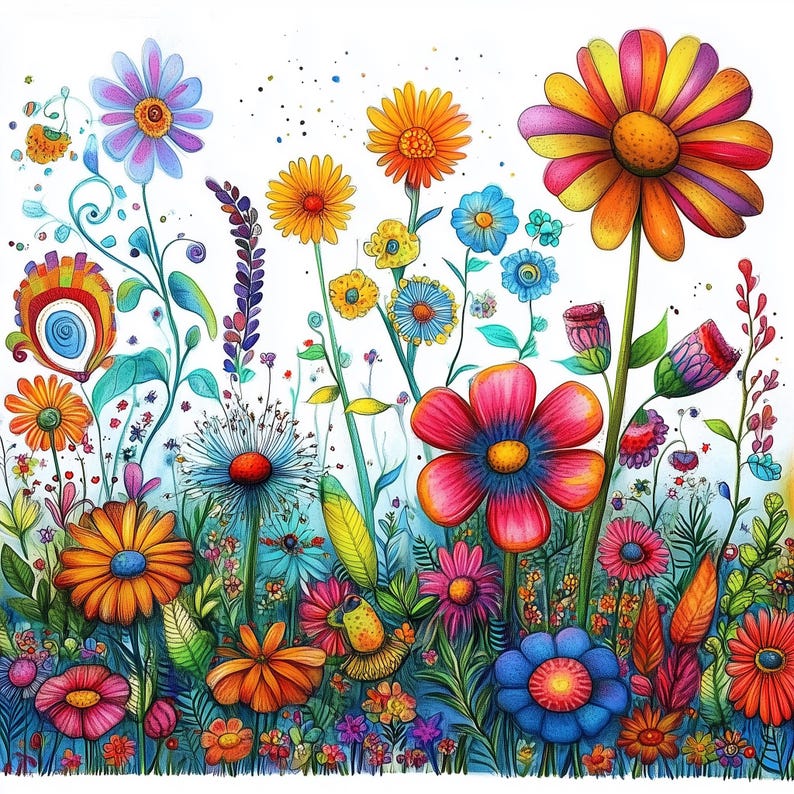 Colorful Flower Clip Art Bundle, Watercolor Style (digital Download) - Etsy