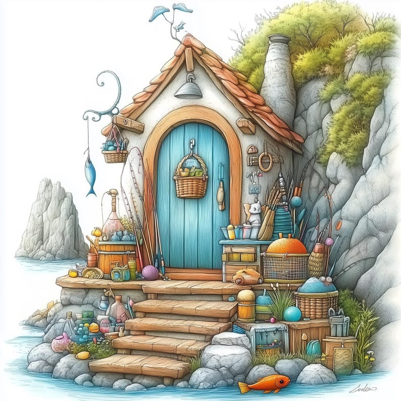 Fish Shop High Resolution Jpgs for Junk Journaling, Scrapbooking, Card ...