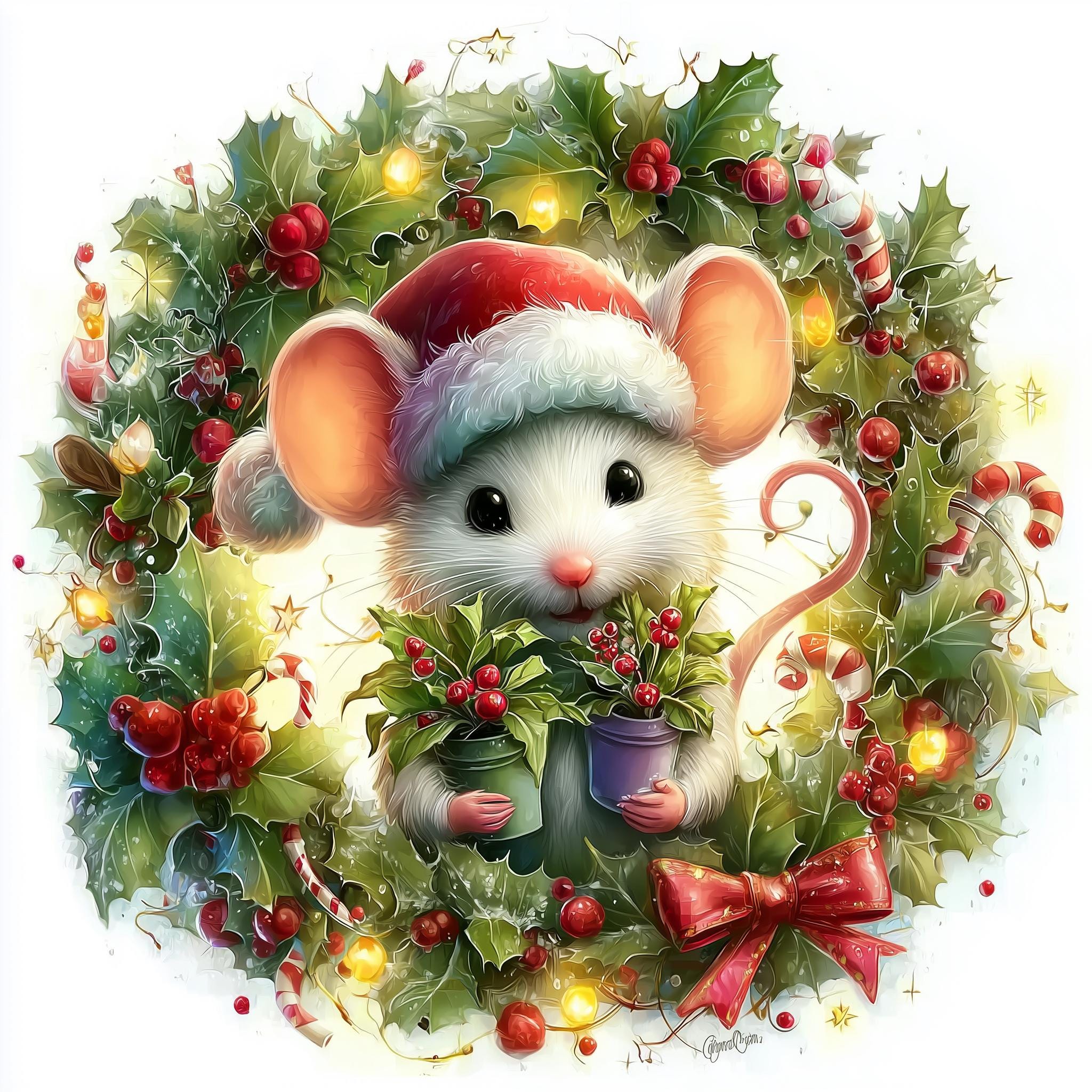 10 Christmas Mouse Image, Holiday Scrapbooking, Card Making (digital ...