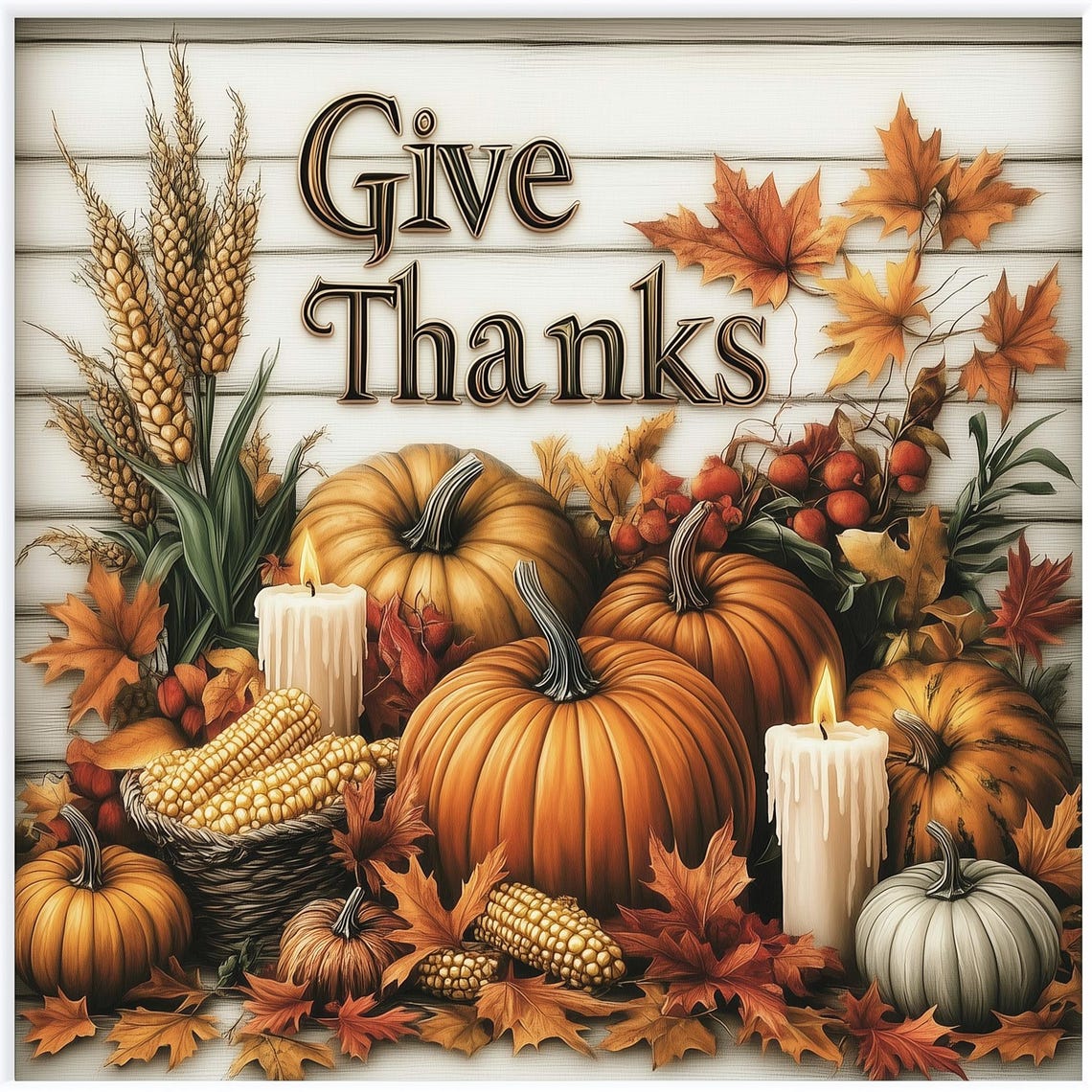 Give Thanks Fall Images, Thanksgiving Scrapbook Art (digital Download ...