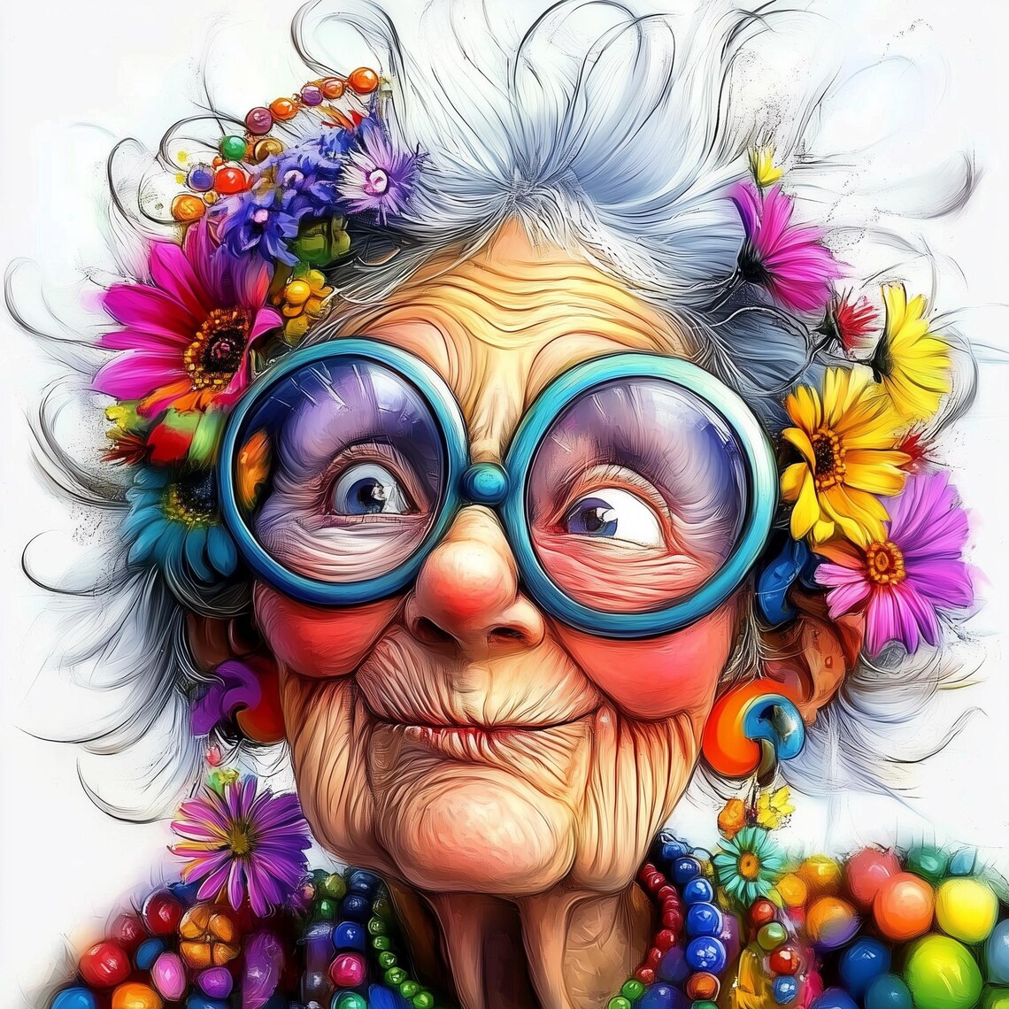 Whimsical Old Lady Clipart, Watercolor Granny Art (digital Download) - Etsy