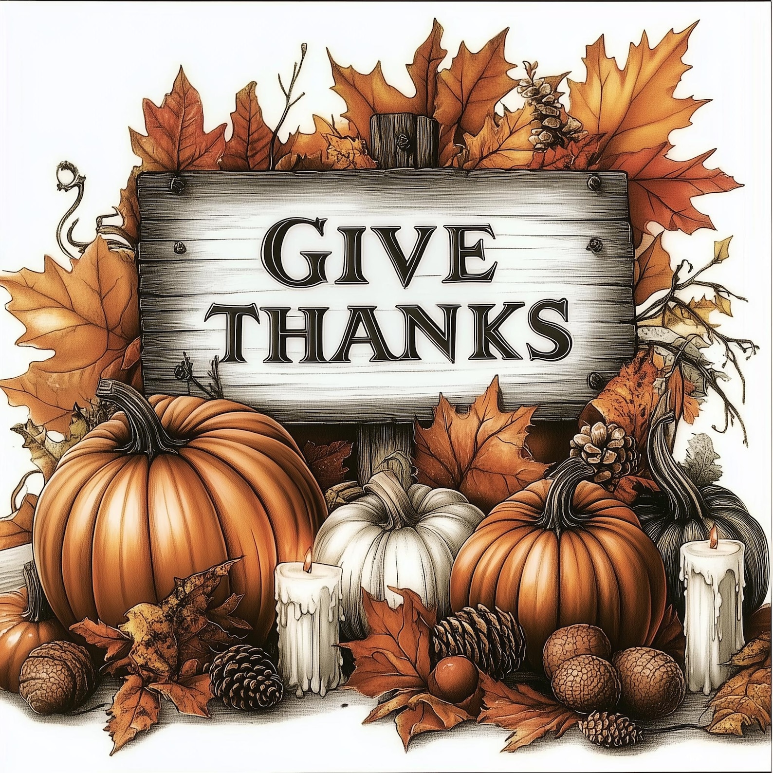 Give Thanks Fall Images, Thanksgiving Scrapbook Art (digital Download ...