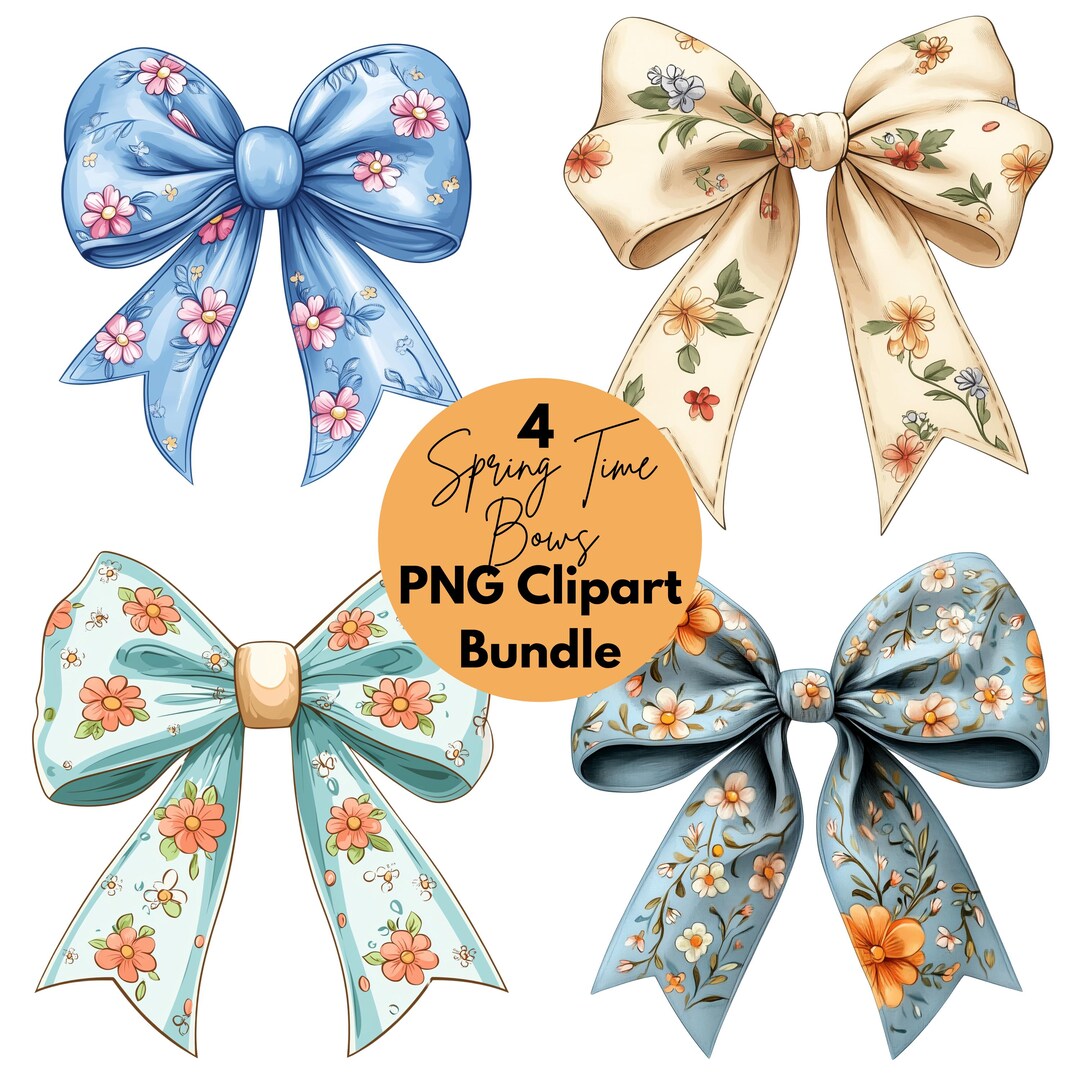COQUETTE Spring Time Easter Bow PNG Bundle Big Bow Flowers - Etsy