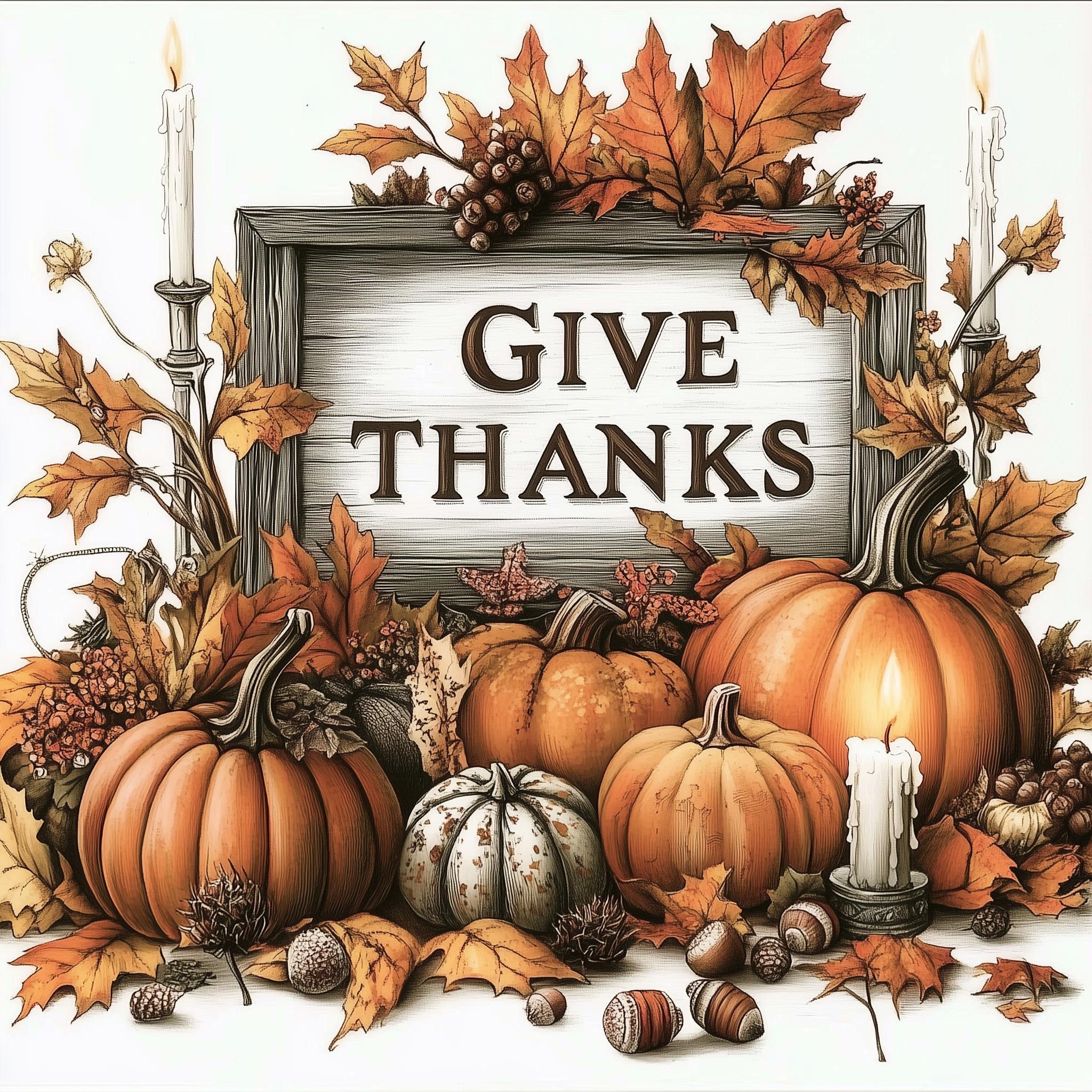 Give Thanks Fall Images, Thanksgiving Scrapbook Art (digital Download ...