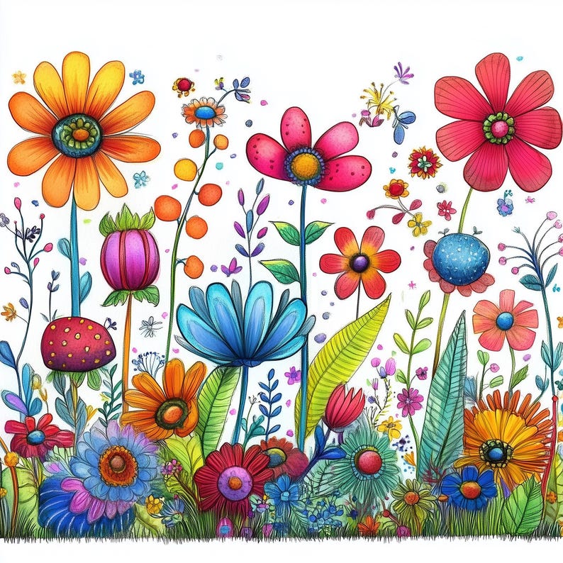 Colorful Flower Clip Art Bundle, Watercolor Style (digital Download) - Etsy