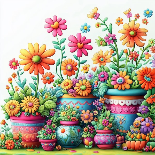 Colorful Flower Pots - Etsy