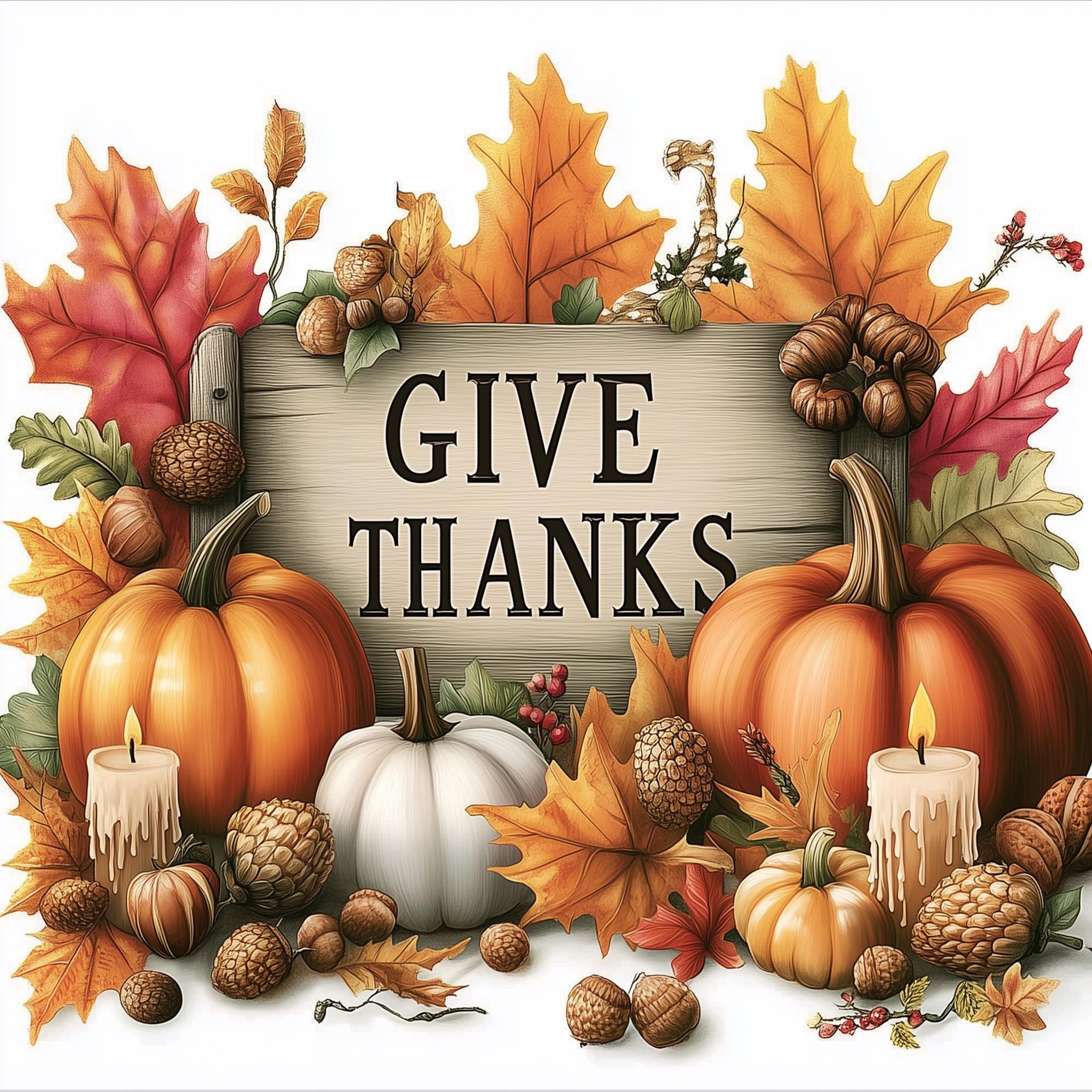 Give Thanks Fall Images, Thanksgiving Scrapbook Art (digital Download ...