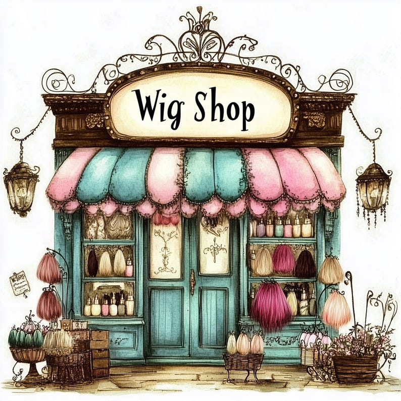 Wig Shop High Resolution Jpgs for Junk Journaling, Scrapbooking, Card ...