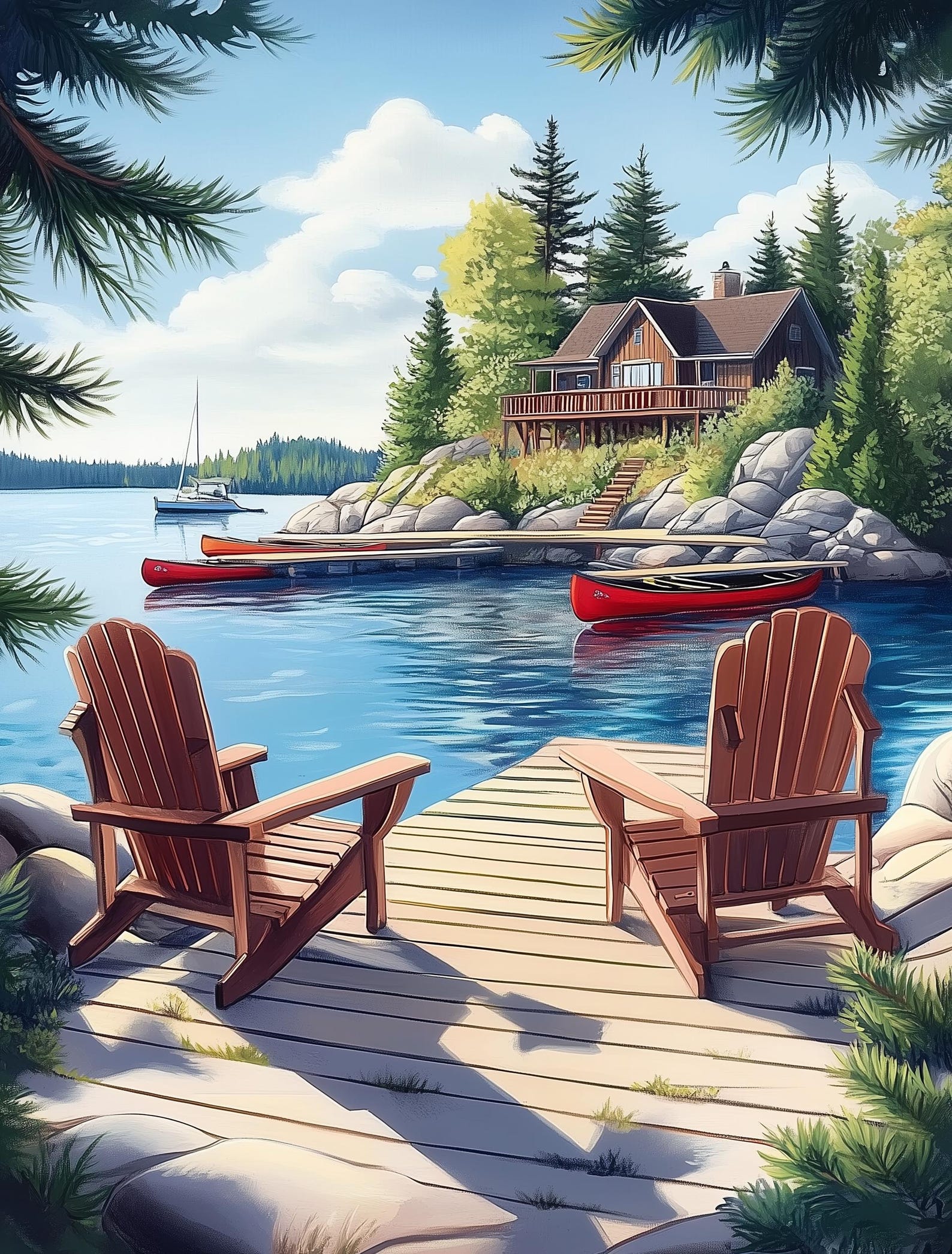 Lake Scene Paper Pack, Dock Chairs 8.5x11 (JPG) - Etsy
