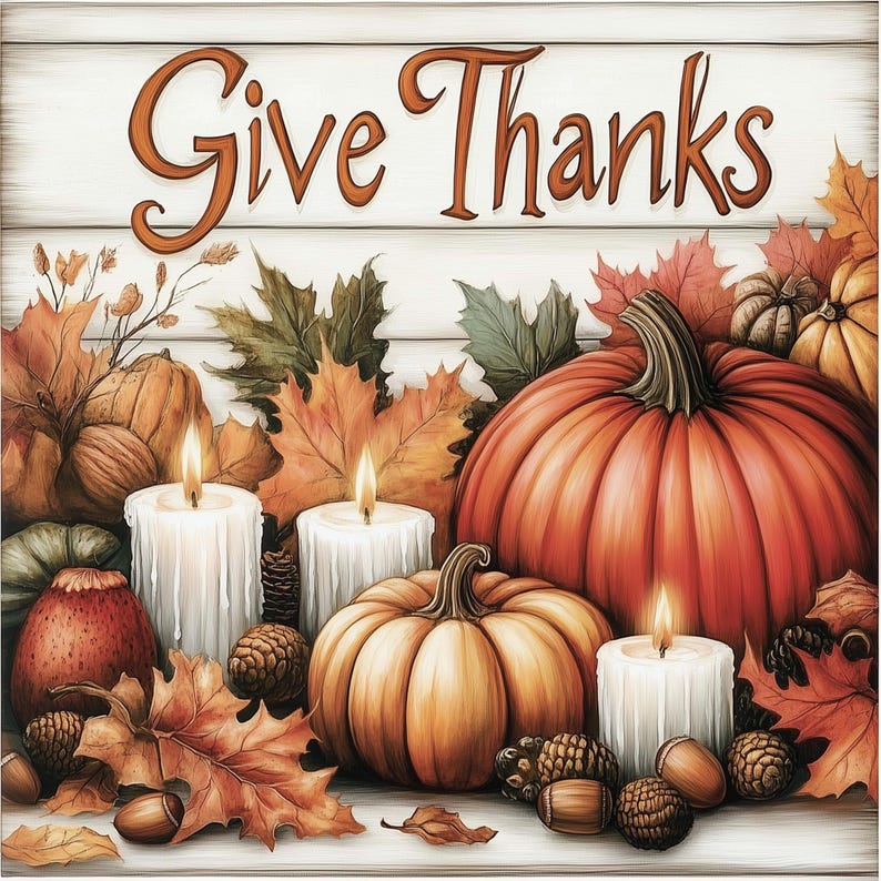 Give Thanks Fall Images, Thanksgiving Scrapbook Art (digital Download ...