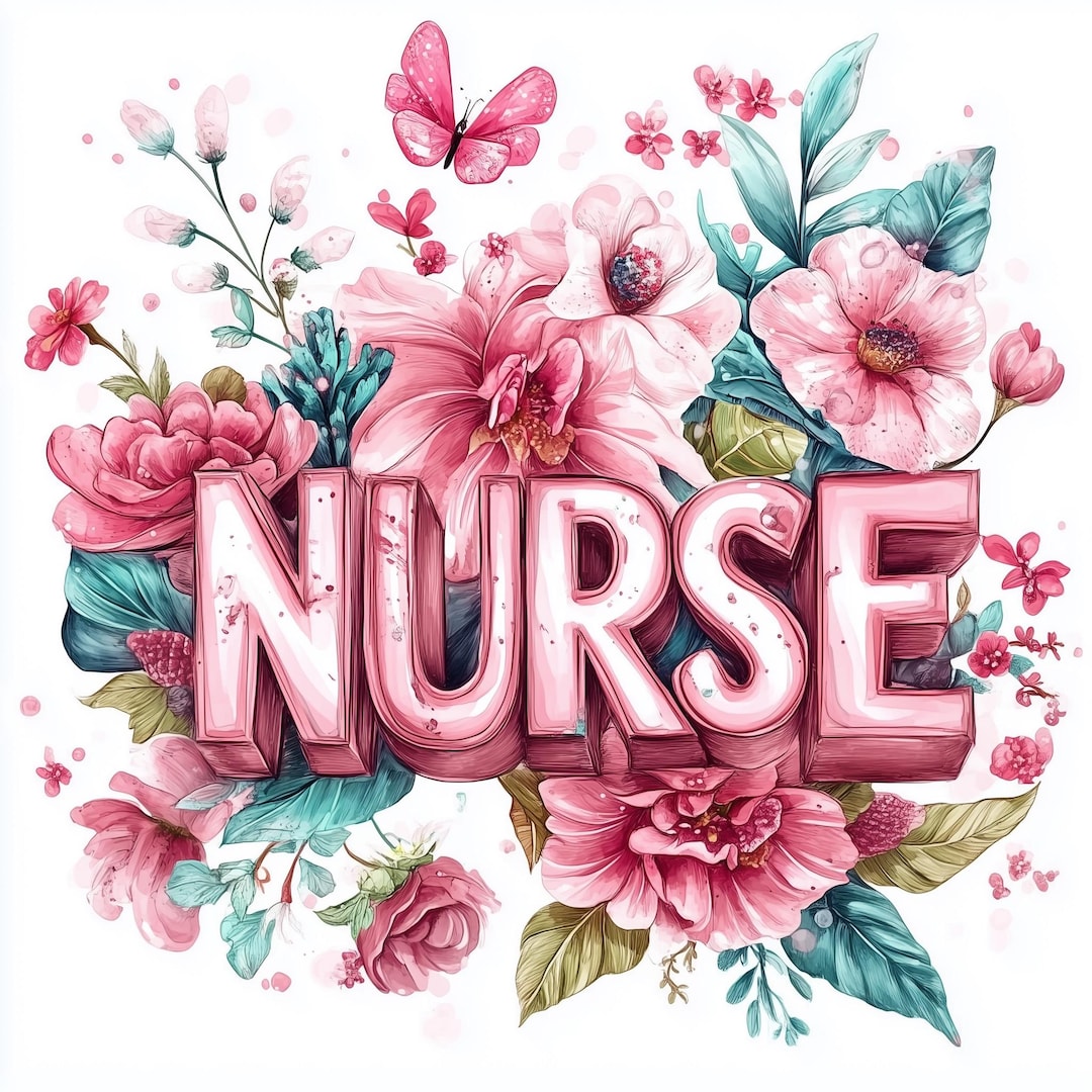 Floral Pink Nurse PNG Clipart Digital Download - Etsy