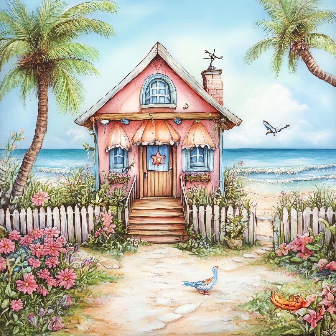Beach Shack Jpgs, Nautical Scrapbooking, Card Making (digital Download ...