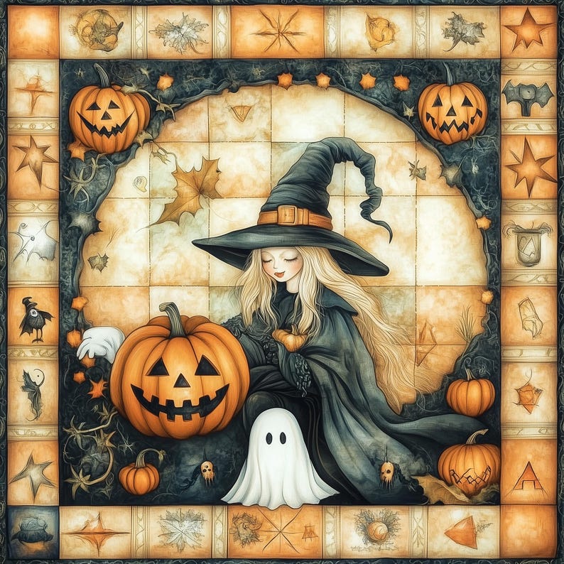 Halloween Quilt Jpgs, Spooky Scrapbooking Images (digital Download) - Etsy
