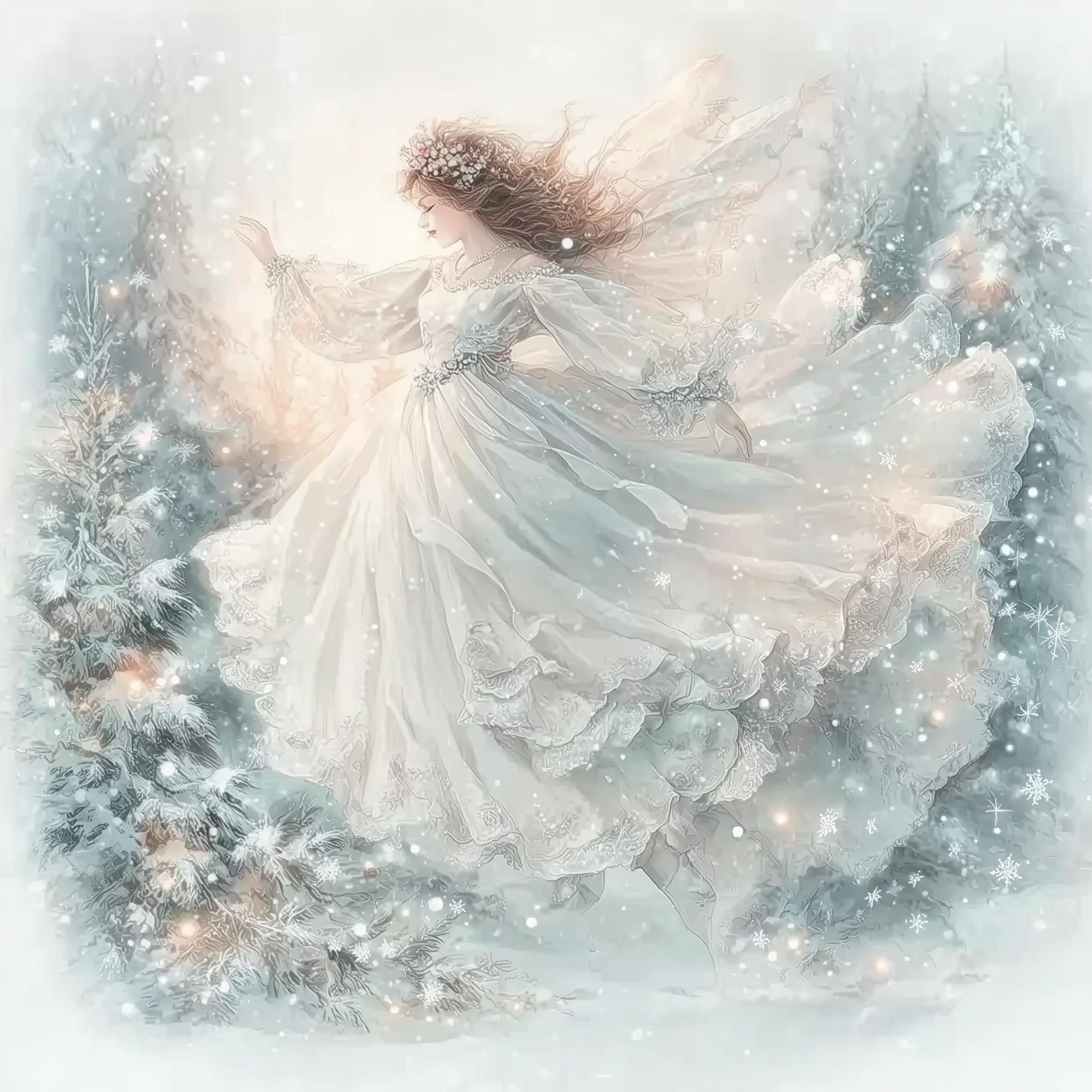 Watercolor Snow Winter Fairy Clipart, Whimsical Fantasy Art (digital ...