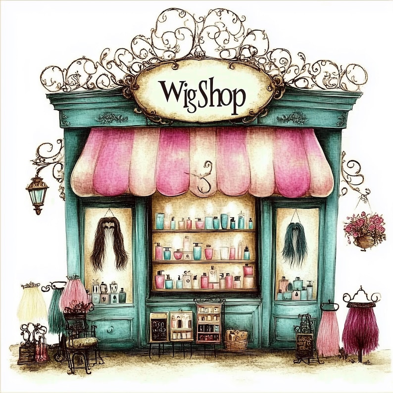 Wig Shop High Resolution Jpgs for Junk Journaling, Scrapbooking, Card ...