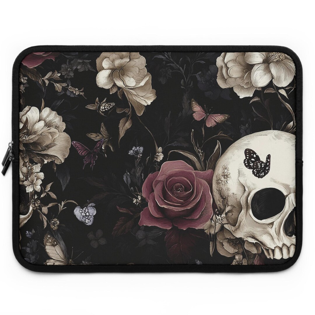 Floral Skull Laptop Sleeve Aesthetic Gothic Laptop Case, Protective ...