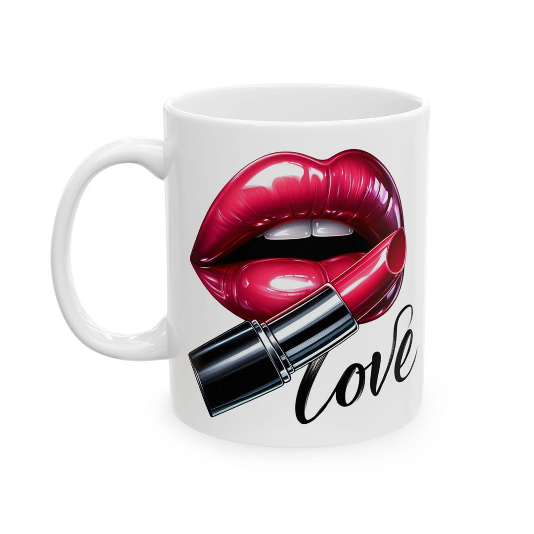 Bold Lips 11oz Ceramic Mug - Fun, Stylish Coffee Cup, Lip Graphics on ...
