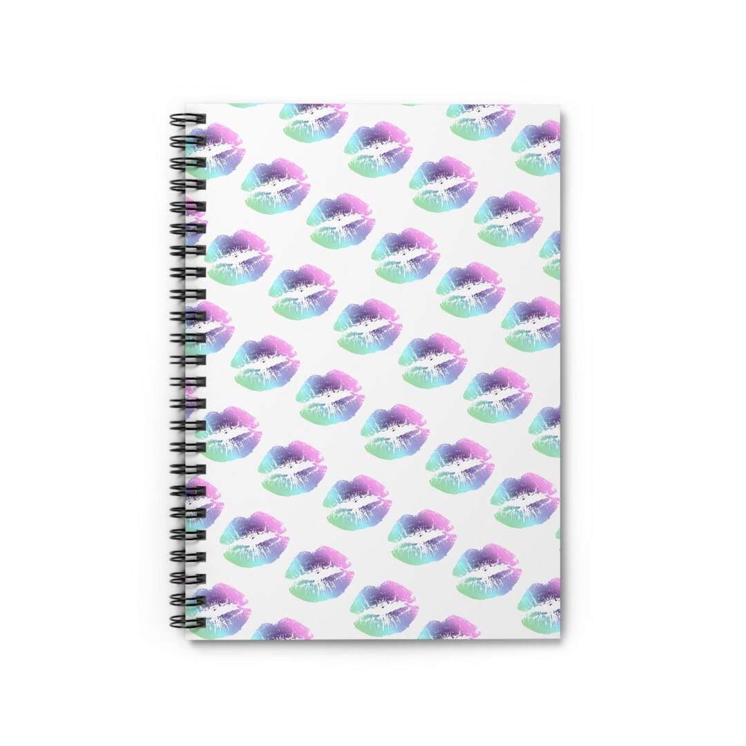 Spiral Notebook, Lip Design, Ruled Line Journal, Stationery Gift ...