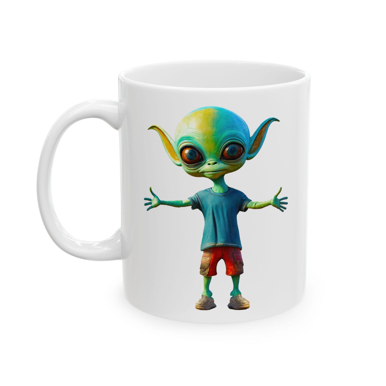 Alien Hug Ceramic Mug, Funny Space Coffee Cup, UFO Lover ...