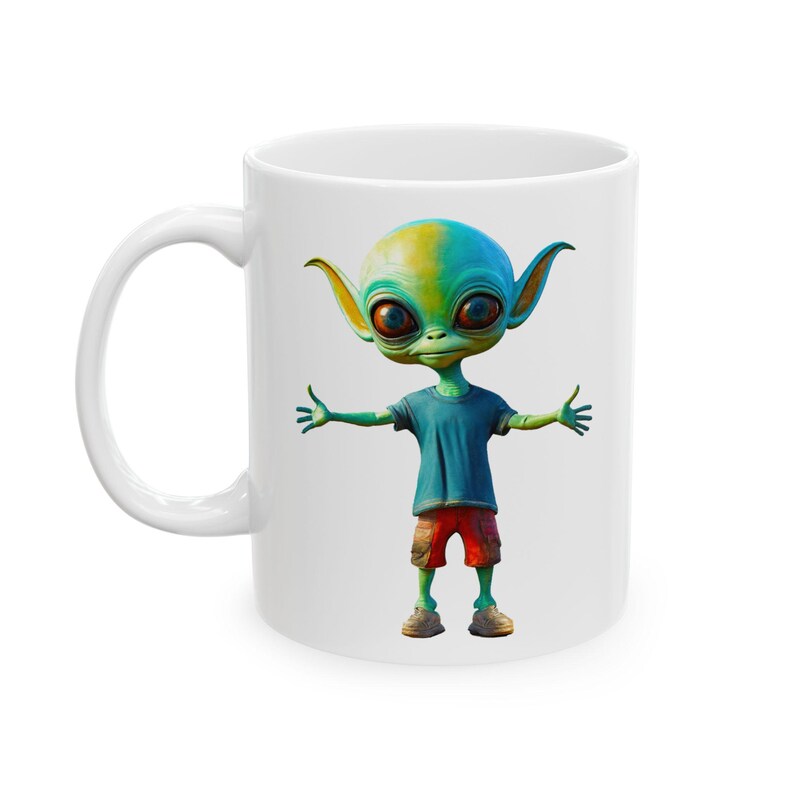 Alien Hug Ceramic Mug, Funny Space Coffee Cup, UFO Lover ...