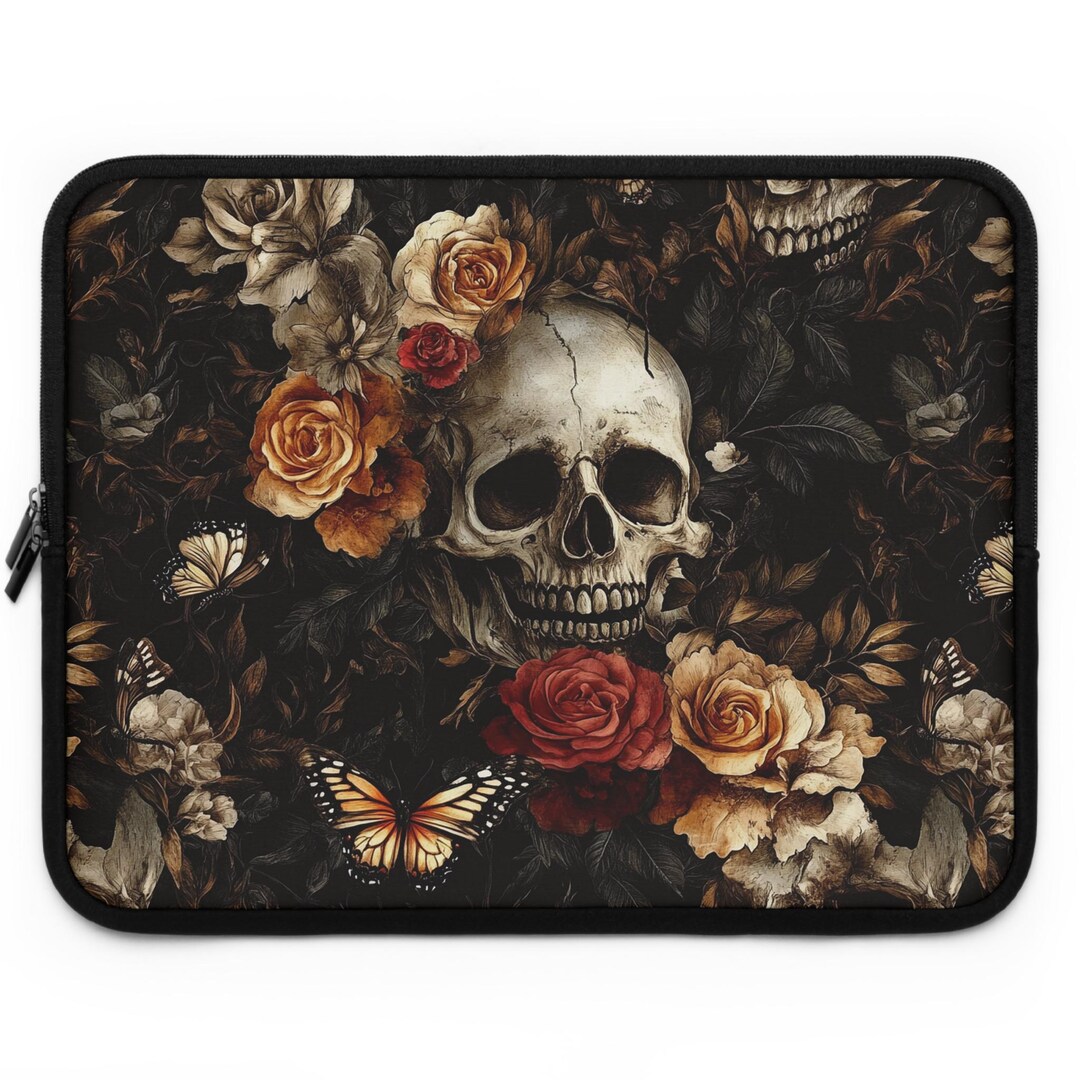 Floral Skull Laptop Sleeve Aesthetic Gothic Laptop Case, Protective ...