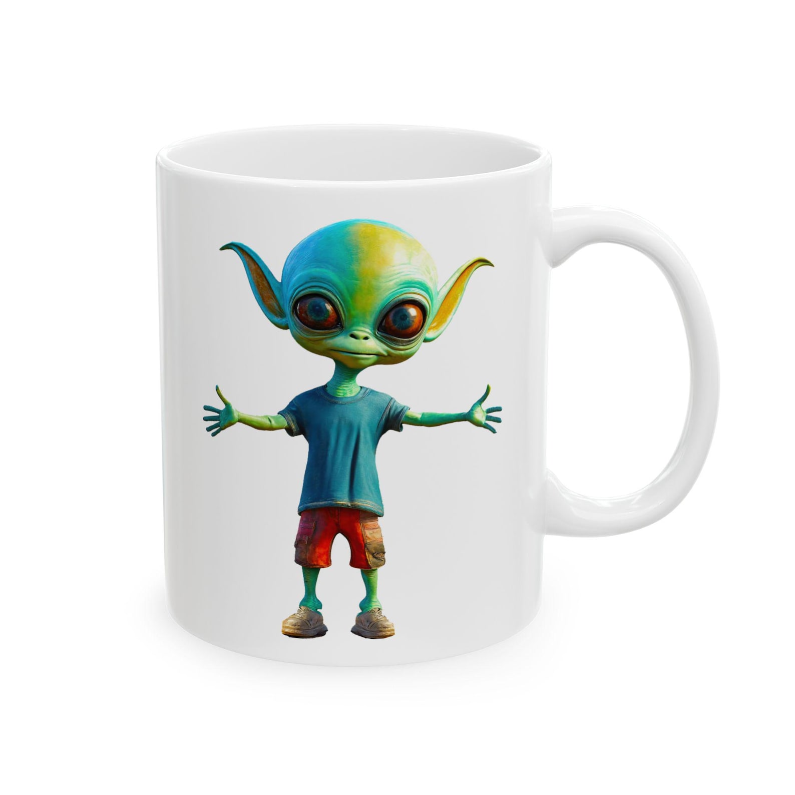 Alien Hug Ceramic Mug, Funny Space Coffee Cup, UFO Lover ...