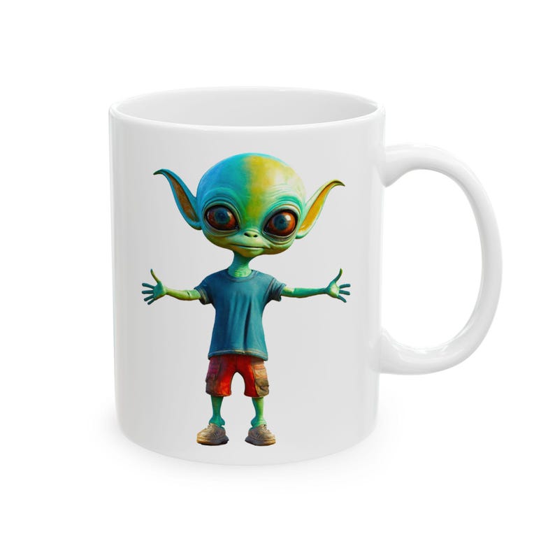 Alien Hug Ceramic Mug, Funny Space Coffee Cup, UFO Lover ...