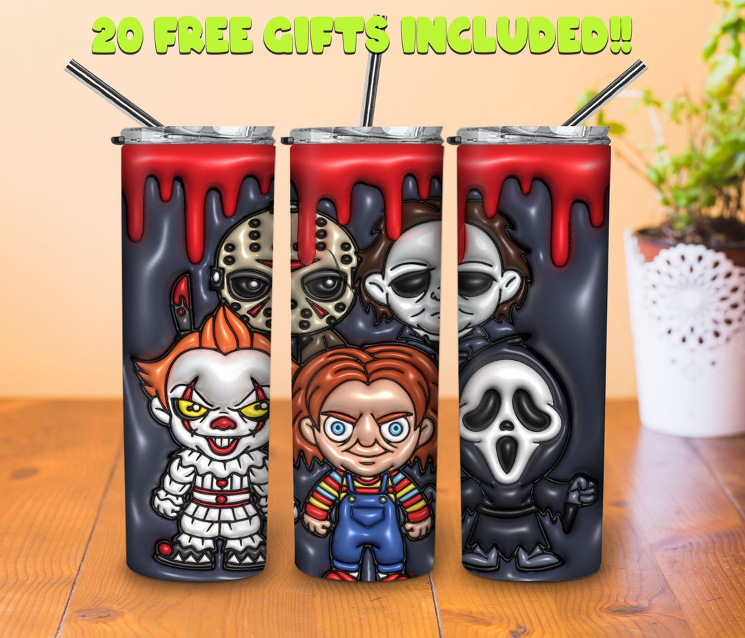 3D Inflatable Design Horror Characters 20 Oz Skinny Tumbler Wrap Png ...