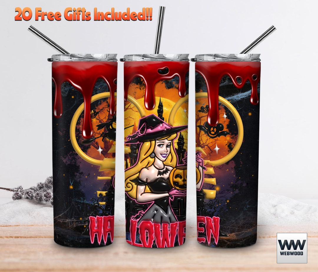 3D Inflatable Puff Halloween Princess Characters 20 Oz Skinny Tumbler ...