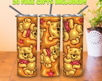3D Inflatable Design Princess Cartoon Characters 20 Oz Skinny Tumbler ...
