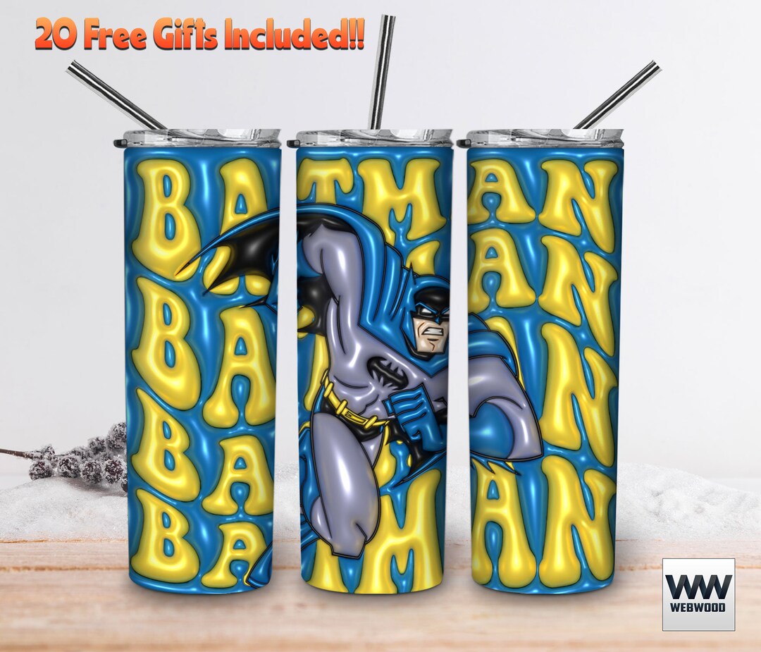 3D Inflatable Puff Super Heros Cartoon 20 Oz Skinny Tumbler Sublimation ...