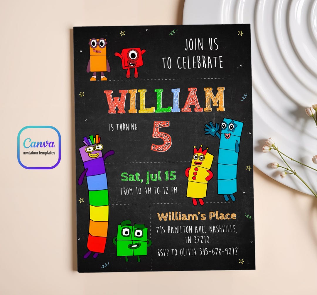 Numberblocks Birthday Invitation, Editable Printable Invitation ...