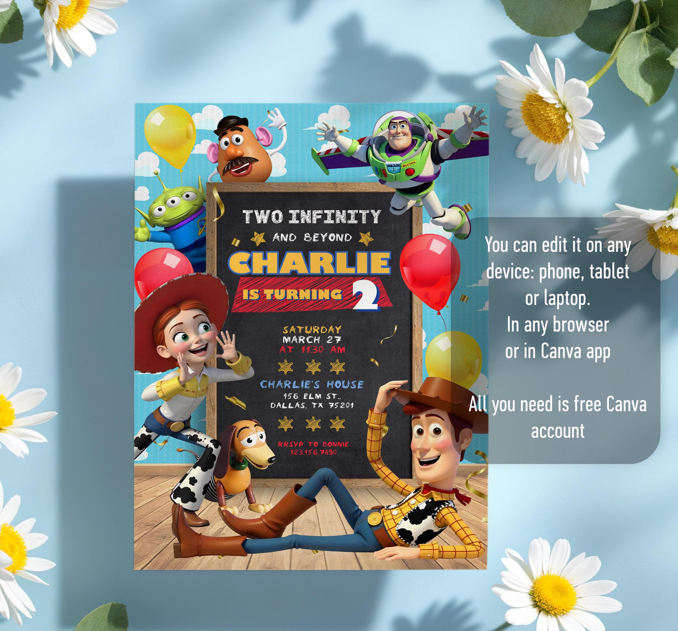 Invitación de Toy Story Woody, invitación editable Two Infinity Beyond ...