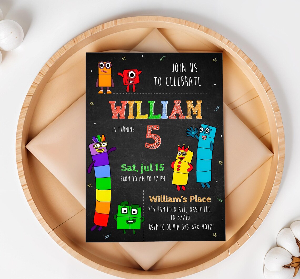 Numberblocks Birthday Invitation, Editable Printable Invitation ...