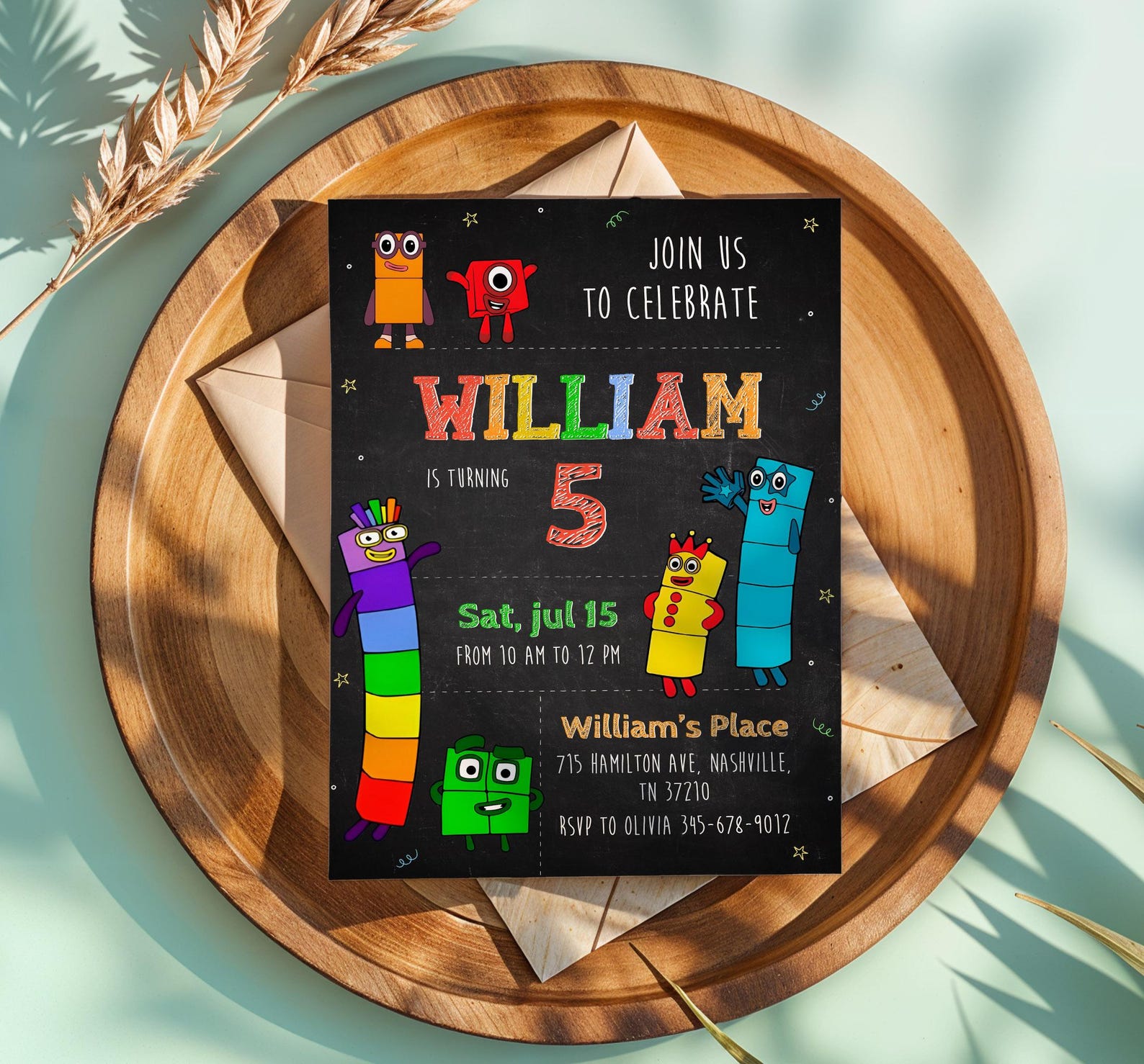 Numberblocks Birthday Invitation, Editable Printable Invitation ...