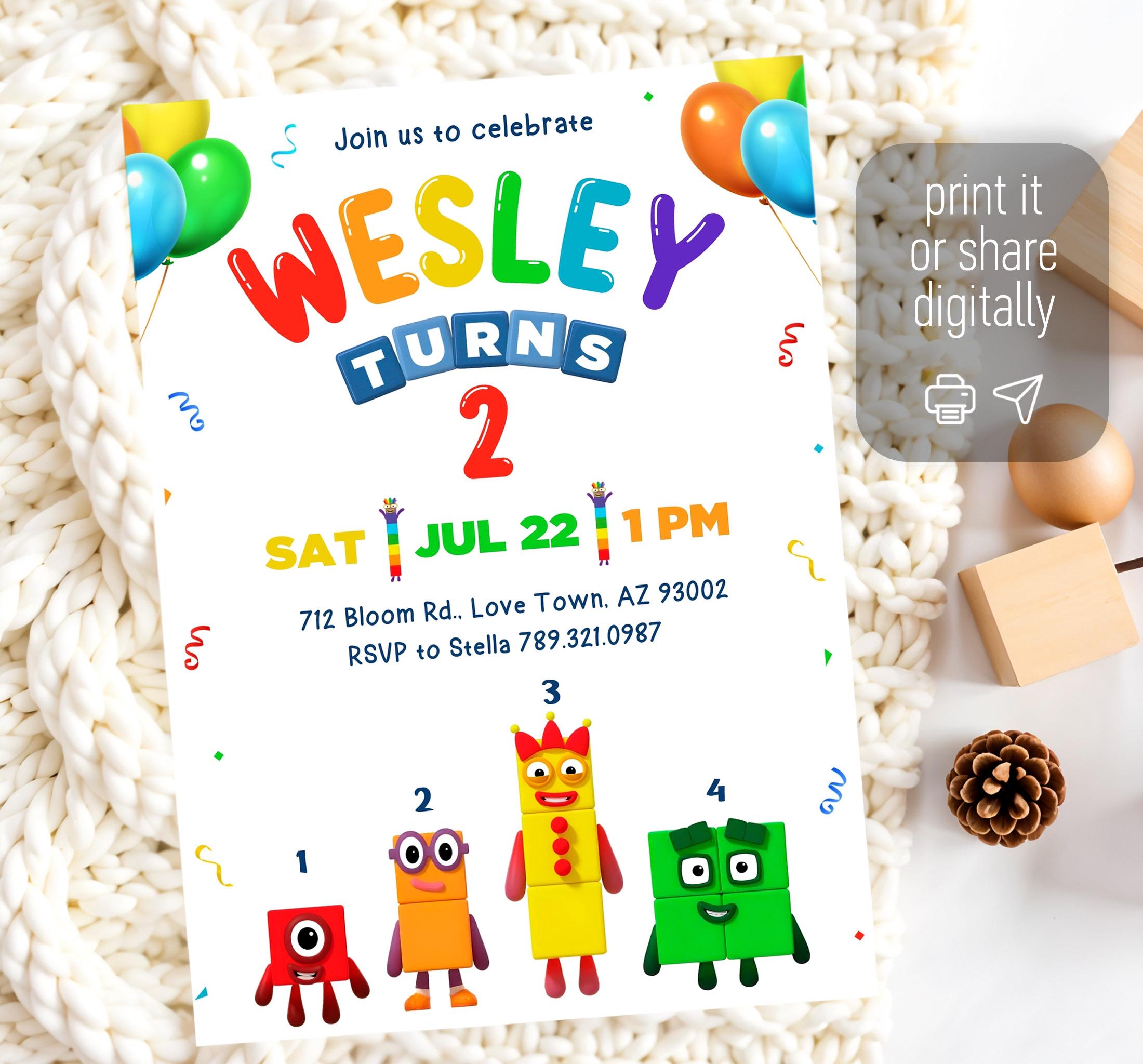 Numberblocks Birthday Invitation, Editable Printable Invitation ...