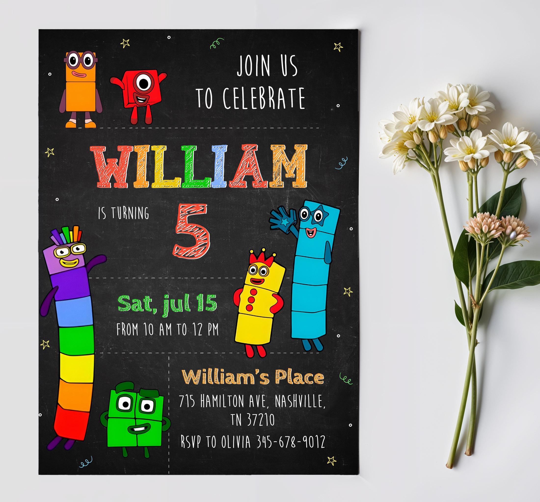 Numberblocks Birthday Invitation, Editable Printable Invitation ...