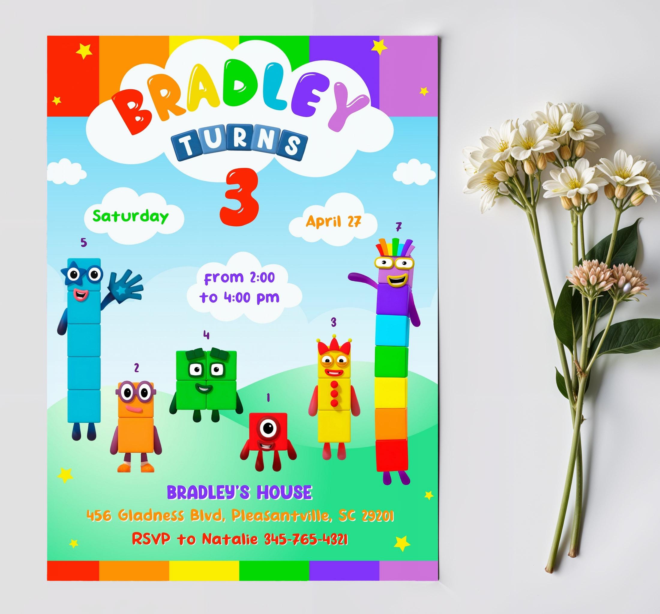 Numberblocks Birthday Invitation, Editable Printable Invitation ...