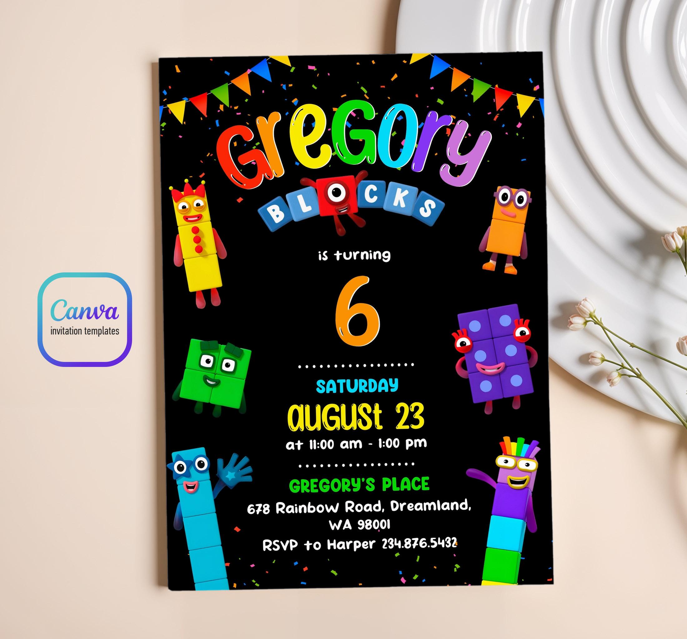 Numberblocks Birthday Invitation, Editable Printable Invitation ...