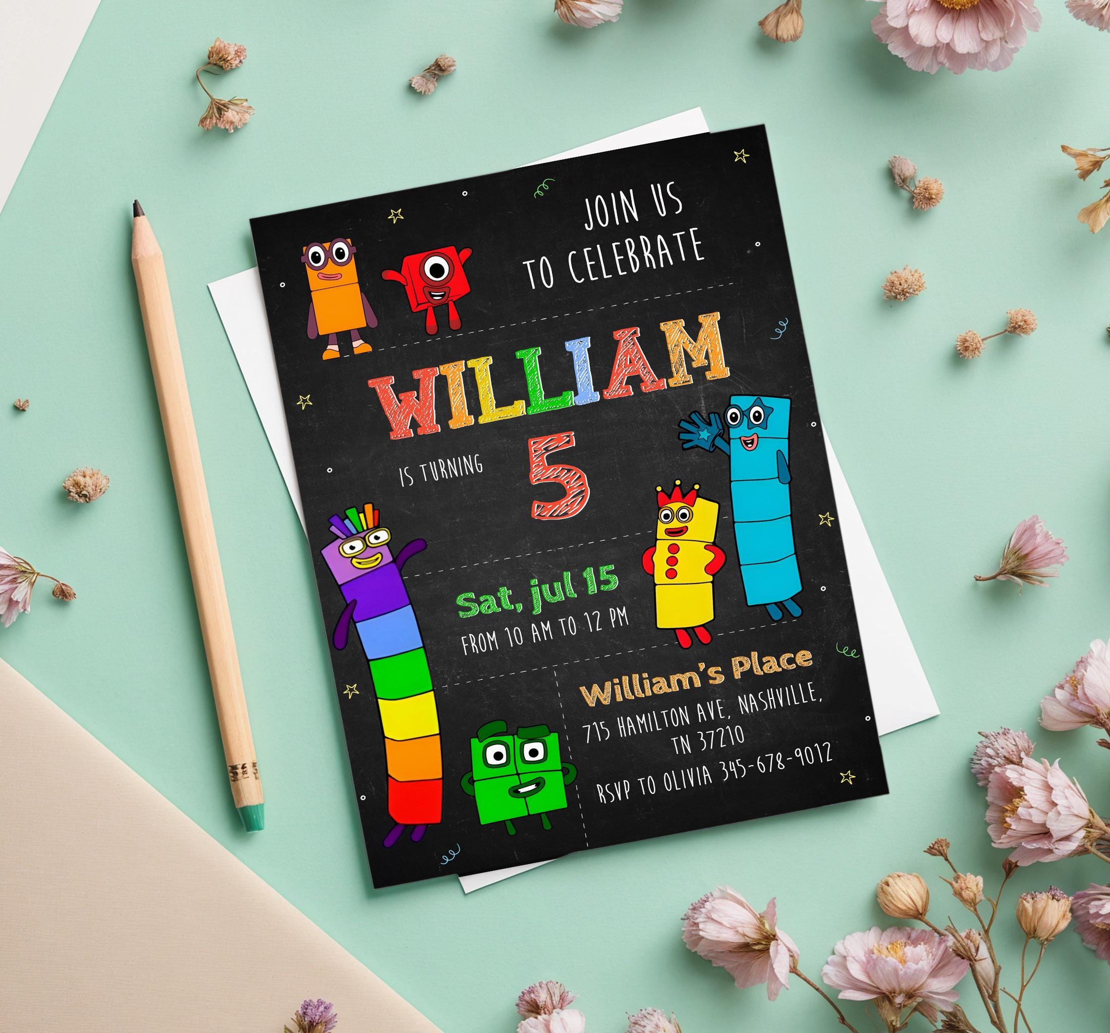 Numberblocks Birthday Invitation, Editable Printable Invitation ...
