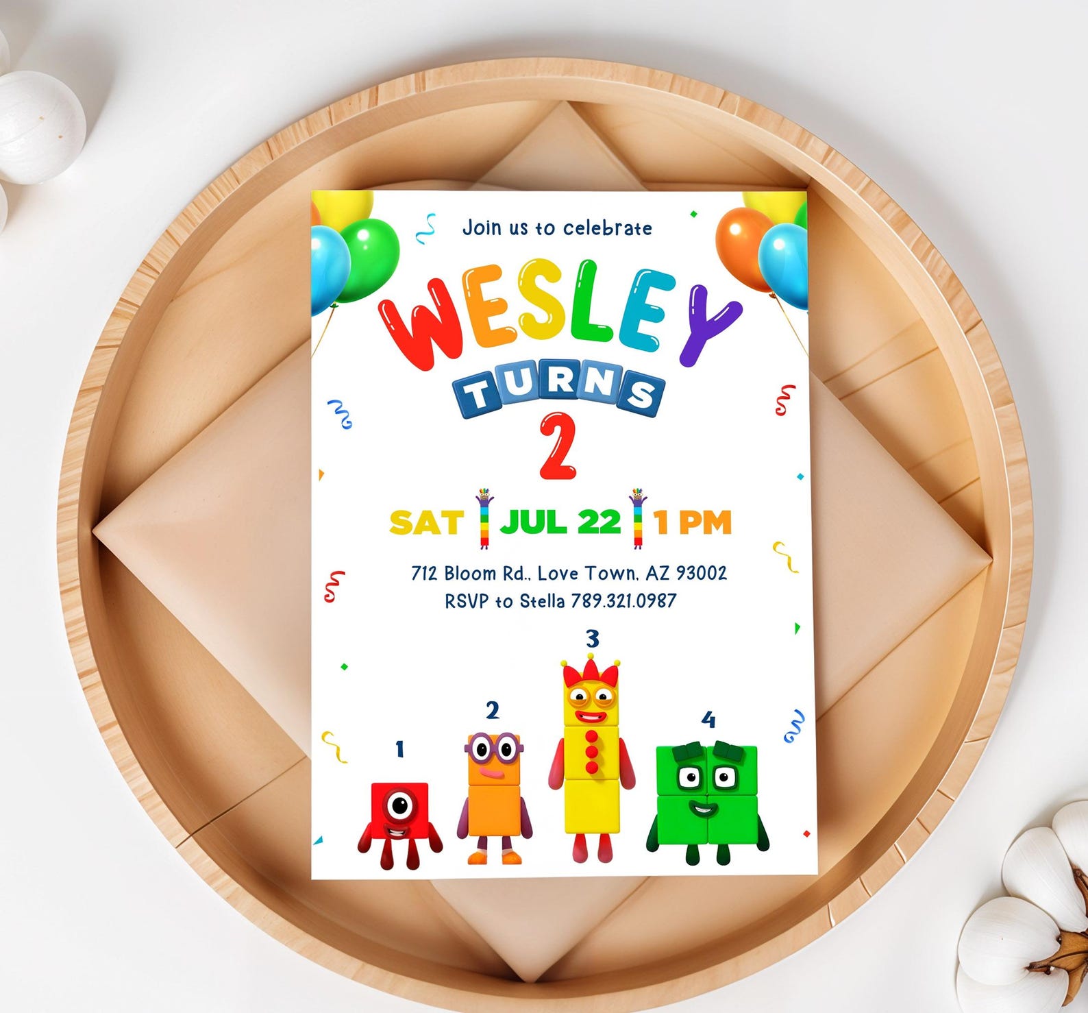 Numberblocks Birthday Invitation, Editable Printable Invitation ...